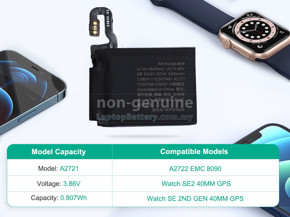 Apple WATCH SE 2ND GEN 40MM GPS battery,high-grade replacement Apple WATCH SE 2ND GEN 40MM GPS ...